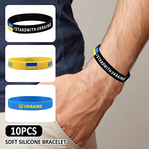 Lot de 10 bracelets ukrainiens en silicone avec drapeaux nationaux ...