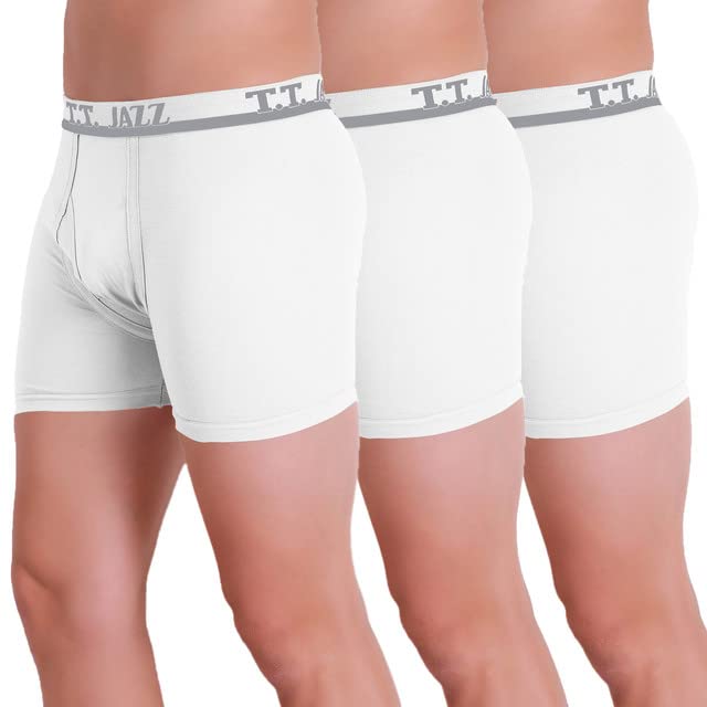 Buy T.T. Mens Jazz Fine Long Top Elastic Trunk Pack of 3 White at Amazon.in