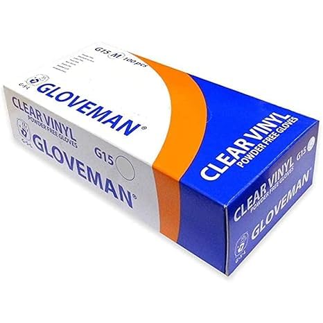 Box of 100 Gloveman Clear Powder Free Vinyl Gloves - Small : Amazon.co ...