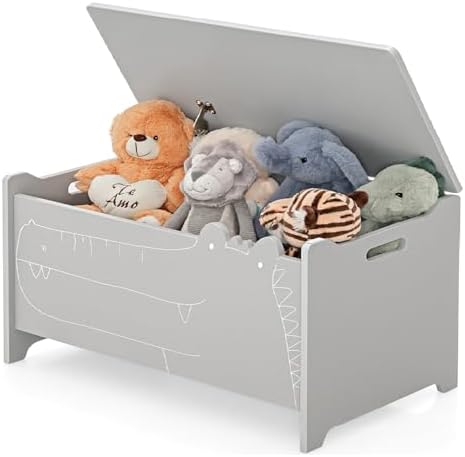 Amazon.com: Qaba Toy Box with Lid, Toy Chest Storage Organizer for ...