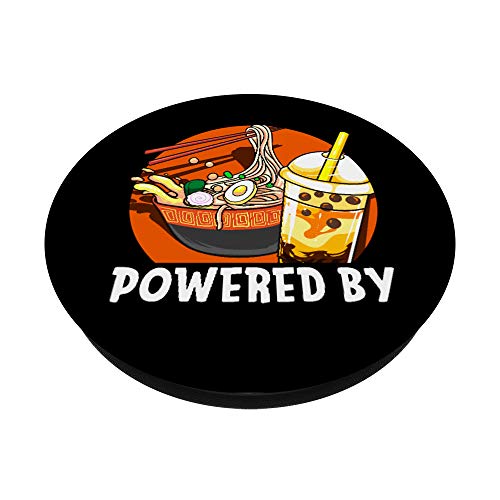Funny Powered By Ramen & Bubble Tea Cute Anime Kawaii Boba PopSockets ...