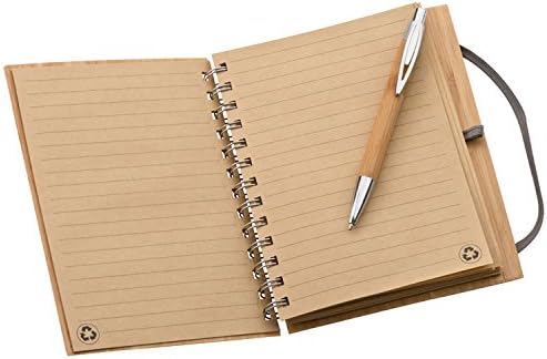 Notebook with 140 pages of unbleached recycled paper in bamboo cover ...
