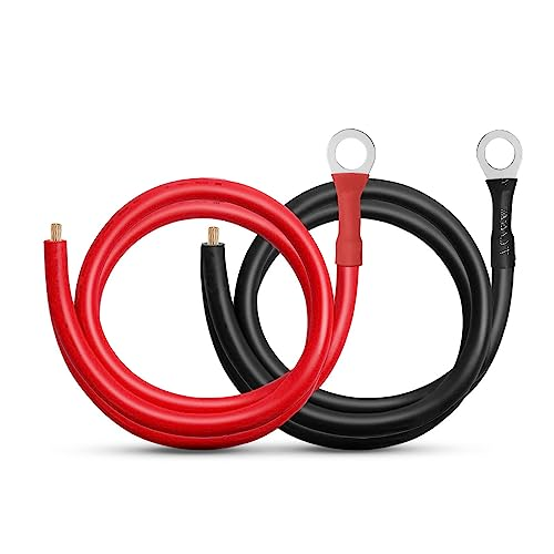 LVYUAN 1m 25sqバッテリーケーブル チャージコントローラー バッテリー間 接続ケーブル(1m 赤黒セット) 公称断面積：3AWG 25mm?最大許容電流：125A 最大定格電圧 ...