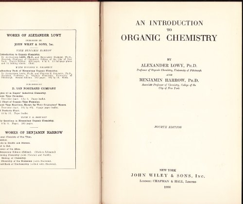 An Introduction to Organic Chemistry, fourth edition: Alexander Lowy ...