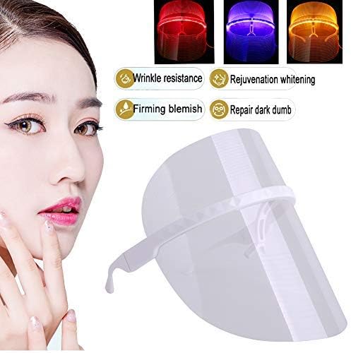 3 Colors LED Facial Mask Photon Therapy Facial Mask Spectral Skin ...
