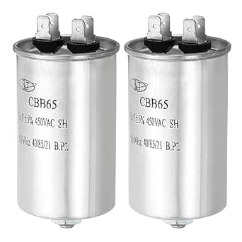 PATIKIL 5uF 5MDF 450VAC Fan Start Capacitor,2Pcs CBB65 Circular Run Capacitor with Screws for ...