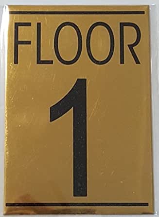 Floor 1 Sign - Gold Background (Aluminium - 5 3/4 X 4) with SELF ...