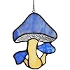 Amazon.com: BOXCASA Mushroom Decor Stained Glass Window Hanging,Blue ...