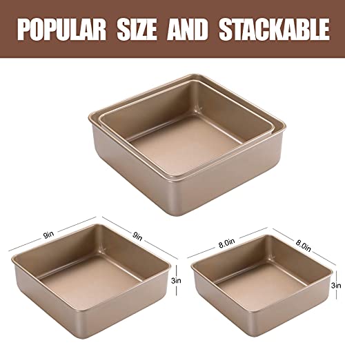Buy JOHO BAKING Nonstick Square Cake Pan Set,Deep Baking Pans Set ...