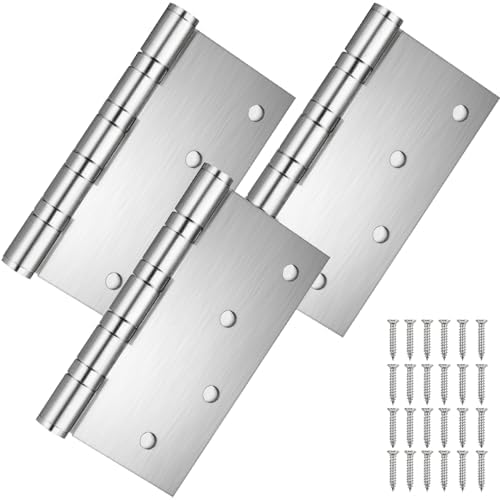 4'' Ball Bearing Door Hinges Stainless Steel Heavy Duty Hinges 4 x 4 inch with 5/8 Inch Radius ...