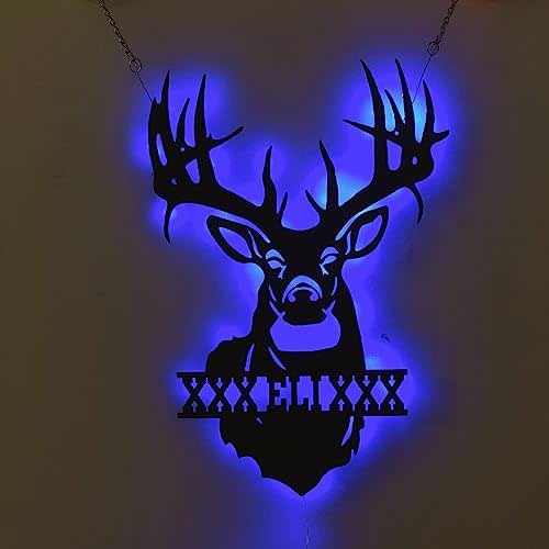 Amazon.com: CALUCI Personalized Deer Buck Head Metal Sign With LED ...