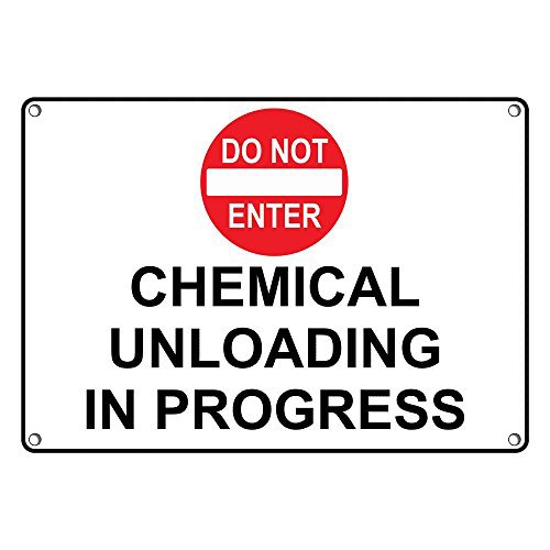 Weatherproof Plastic Chemical Unloading in Progress Sign with English ...