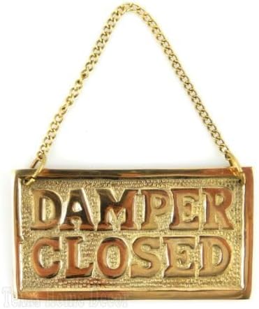 Amazon.com: Damper Open Closed Fireplace Sign Solid Brass Hanging ...