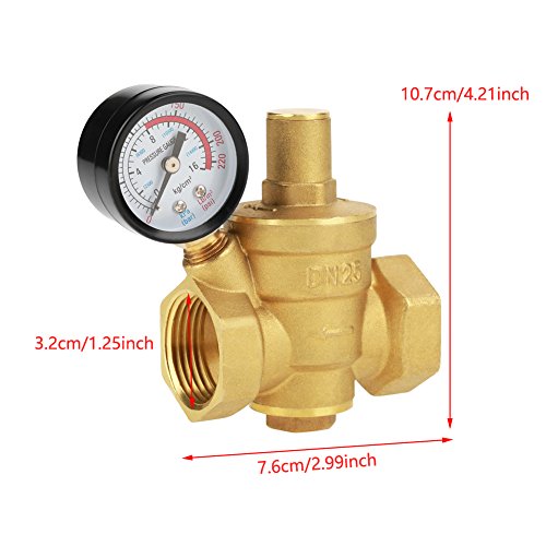 DN25 Brass Relief Valve Adjustable Water Pressure Reducing Regulator ...