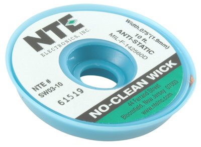 NTE Electronics SW03-10 No-Clean Solder Wick with Anti-Static Bobbin ...
