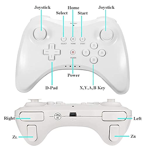Controlador inalámbrico para consola Wii U Pro (blanco y blanco,