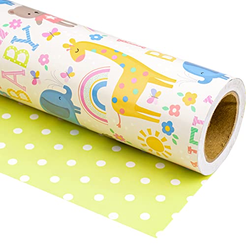 Snapklik.com : WRAPAHOLIC Reversible Baby Shower Wrapping Paper - Mini ...