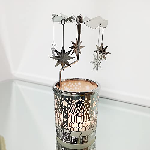 Kingnero Carousel Candle Rotating Rotary Candle Holder Spinning Tea ...