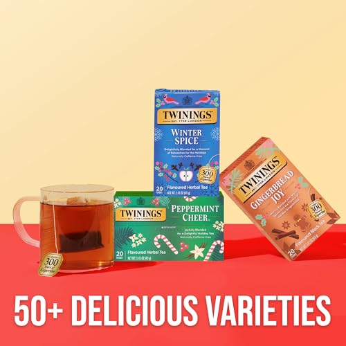Twinings Peppermint Cheer Herbal Tea Individually Wrapped Bags, 20 ...