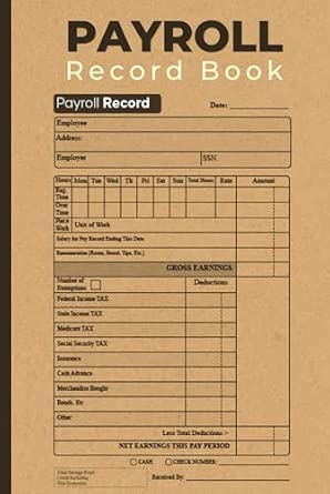 Amazon.com: Payroll Record Book: The Meticulously Designed Ledger ...