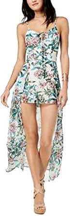 Amazon.com: Material Girl Juniors Printed Walk Through Romper Cloud ...