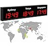 Large Digital LED World Clock - 3/4/5 Time Zone Wall Mounted Clock for ...