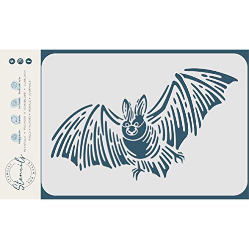 Flying Bat Stencil, 26.5 x 16.5 cm (L) – Scary Halloween Vampire Bat ...