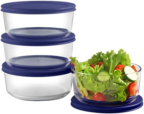Amazon.com: Pyrex Storage 4 Cup Round Dish, Clear with Blue Lid ...