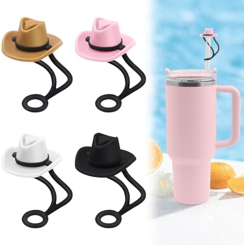 Amazon.com: 6PCS Cowboy Hat Straw Cover Cap for Stanley Cup, Silicone Cowgirl Hat Straw Topper ...