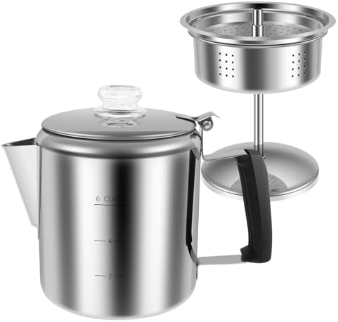 Amazon.com: LYIYEYAN Stainless Steel Coffee Percolator 6 Cup Fast Brew ...