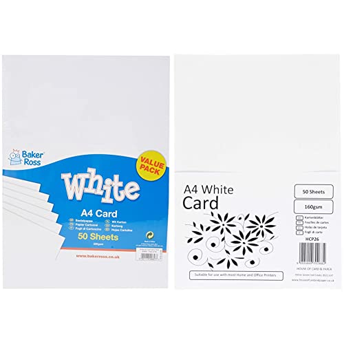 Baker Ross E99A A4 White Card Value Pack, Perfect for Arts and Crafts ...