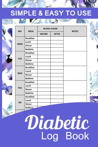 『Diabetic Log Book: Simple Weekly Diabetes Blood Sugar Tracking Log ...