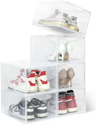 Amazon.com: EOENVIVS Shoe Storage Boxes Fit Size 13, 6 Pack Clear ...