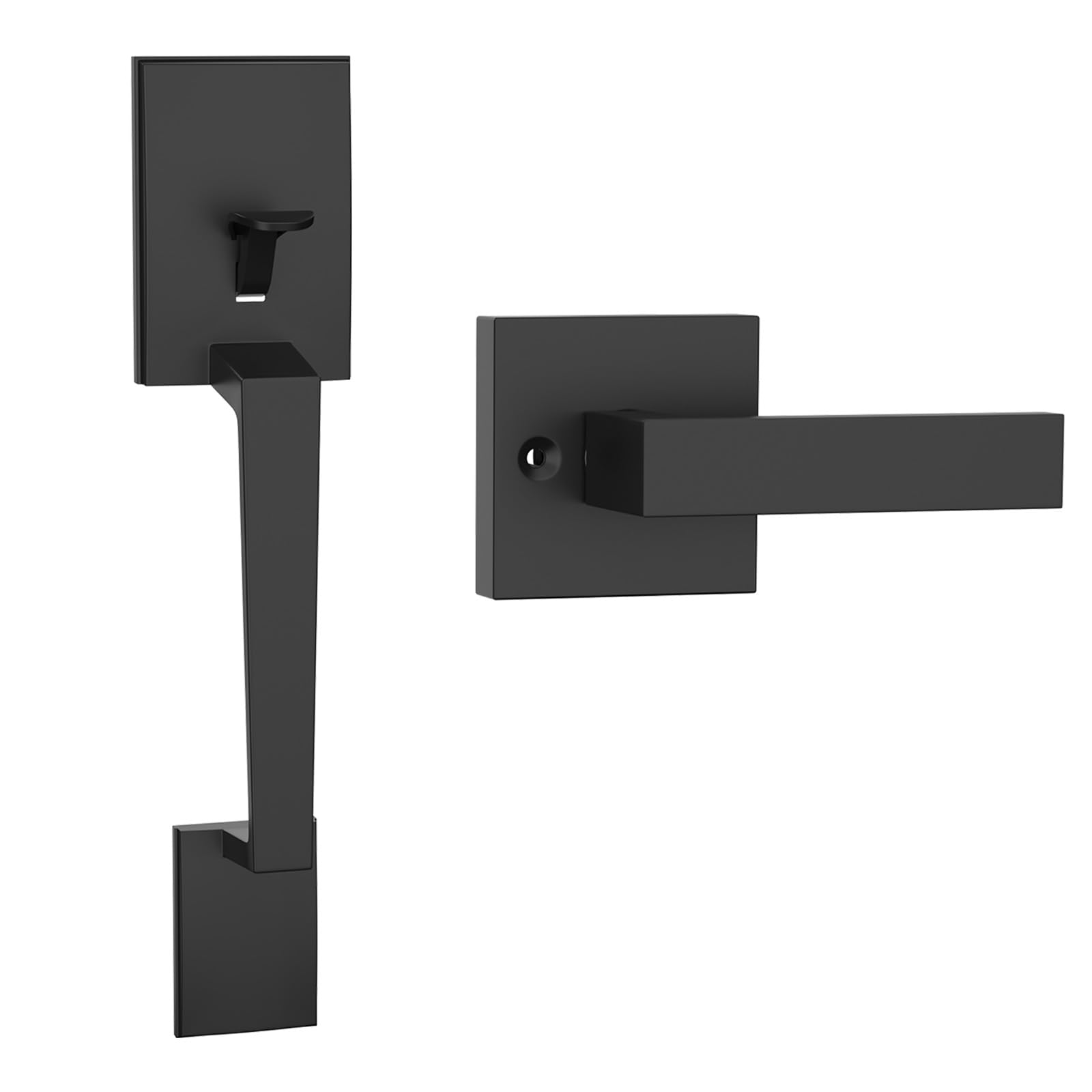 HOSOM Matte Black Front Door Handle No Lock Exterior Door Handle Set ...