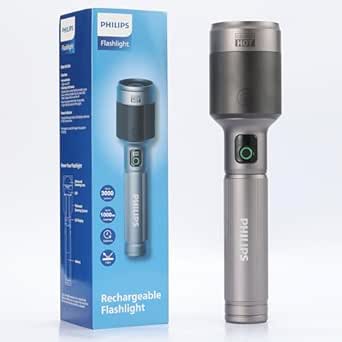 PHILIPS 9000mAh LED Torch Light, 3000LM Flashlight with Telescopic ...