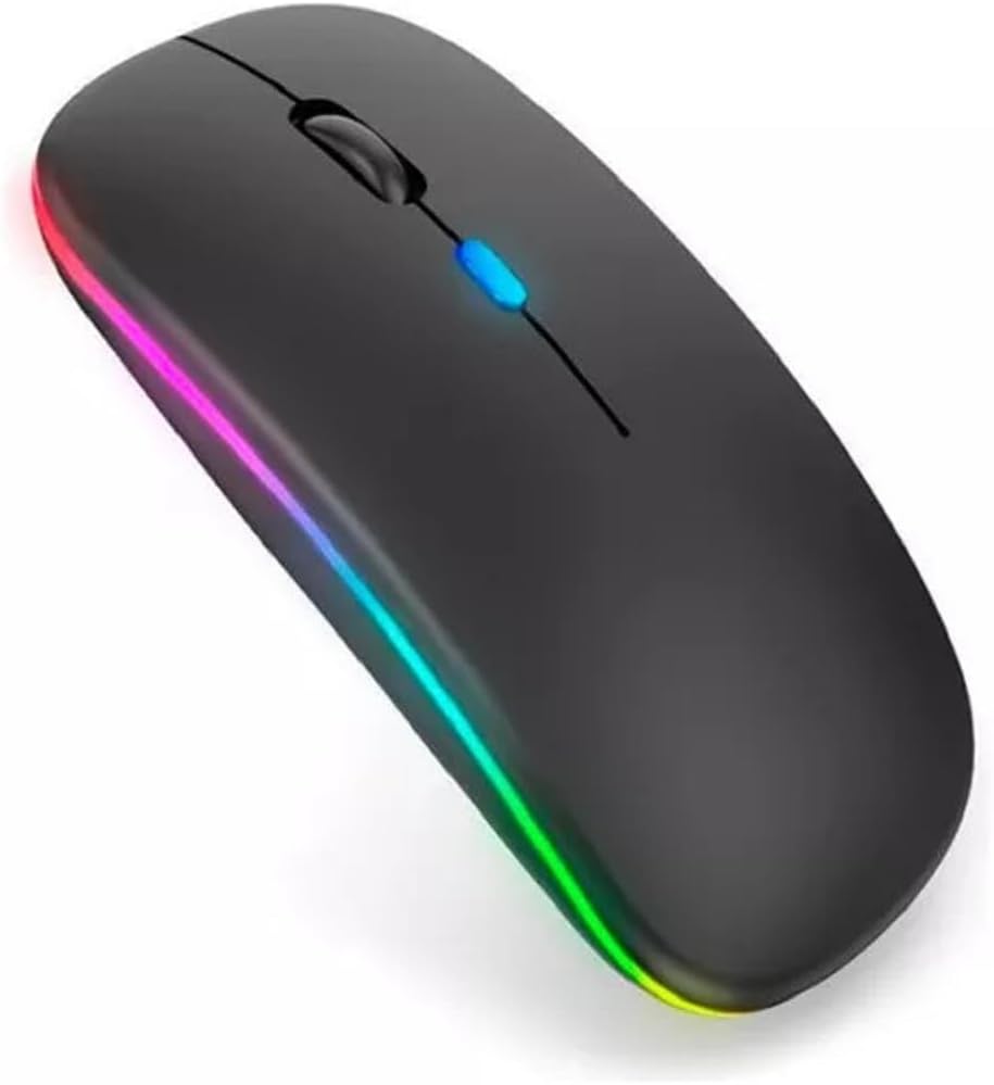 Mouse Sem Fio com Bluetooth Recarregável Óptico Wireless Silencioso Led ...