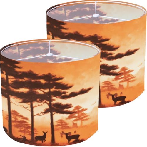 PRESSINART 2Pcs Rustic Deer Lamp Shade Large Fabric Lampshades Sunset ...
