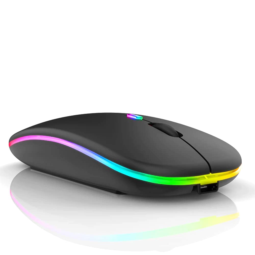 Mouse Sem Fio Recarregável Wireless Bluetooth Led Rgb 2.4ghz 1600 DPI ...