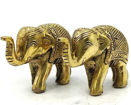 Buy PRANCHI Metals Brass Elephant Pair Showpiece | Standard Size Golden ...