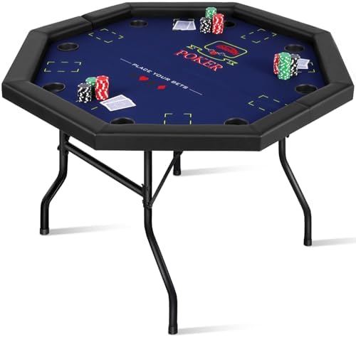 Amazon.com: Rioloiuy Foldable Poker Table 48 inch - 8 Player Octagonal ...