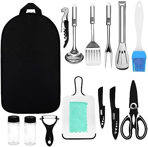Portable Camping Cooking Utensils Set - 15Pcs Stainless Steel Outdoor ...