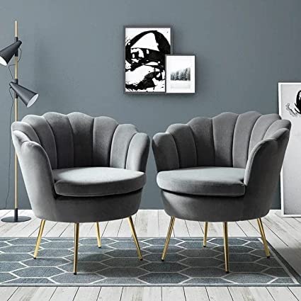 CROWN FURNITURE ART Barrel Chair with Golden Legs Armchair, Modern ...