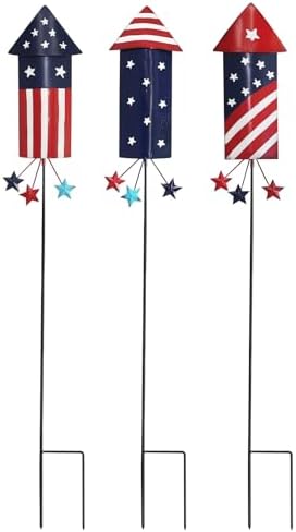Amazon.com: glitzhome 30" H Metal Patriotic Firecracker Yard Stake ...