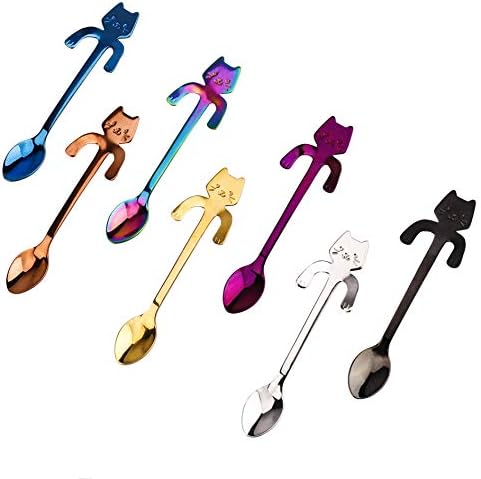CosCosX 4 Pcs Stainless Steel Coffee Spoon Mini Cat Kitty, Tea Soup ...