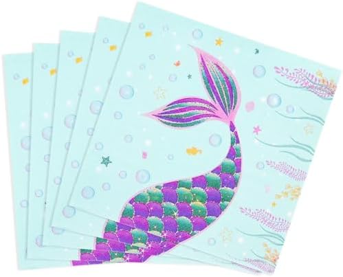 Amazon.com: Honoson 100 Pcs Mermaid Party Napkins Mermaid Birthday ...