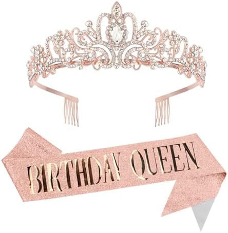 Amazon.com : CAVETEE 18th Birthday Crown for Girls, 18th Birthday Tiara ...