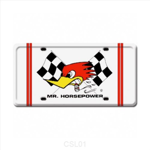 Mr. Horsepower A104 White Checkered Flag License Plate : Amazon.in: Car ...