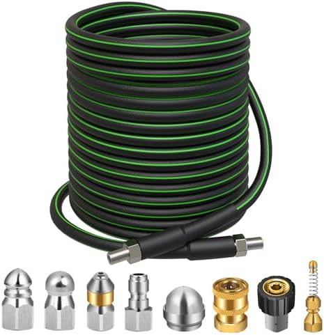 Sewer Jetter Kit for Pressure Washer 100 FT, 5800 PSI Pressure Drain ...
