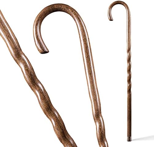 Brazos Handcrafted Wood Walking Cane, Twisted Oak, Crook Style Handle ...