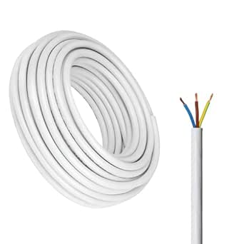 Duravel 3-Core Electrical Cable, White PVC Insulated Power Wire ...